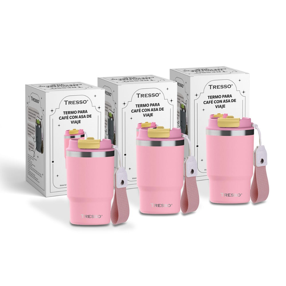 3 pack termo de acero inoxidable con asa de viaje – TRESSO®